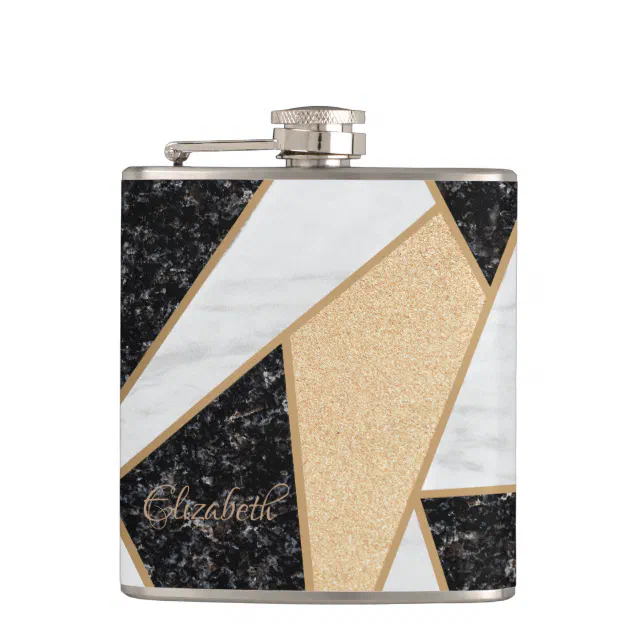 Cool Geometric Marble Texture Flask | Zazzle
