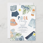 Cool Girl Pool Party Birthday Invitation | Zazzle