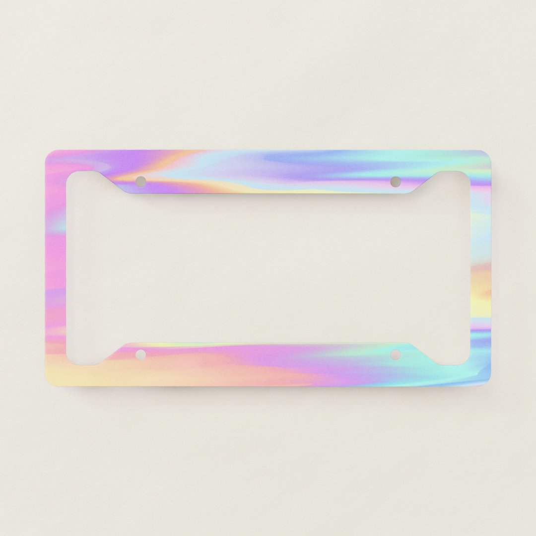 Cool Girly Colorful Holographic License Plate Frame | Zazzle