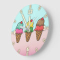 Cool Girly Colorful Ice Cream Cones Large Clock | Zazzle