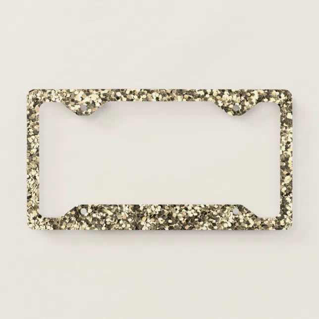 Cool Girly Gold Glitter Sequins License Plate Frame | Zazzle