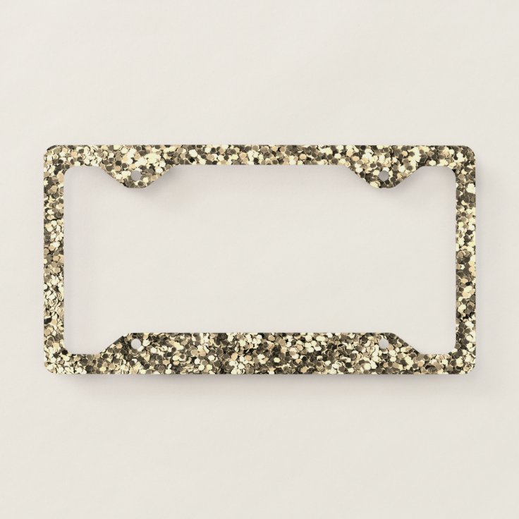 Cool Girly Gold Glitter Sequins License Plate Frame | Zazzle