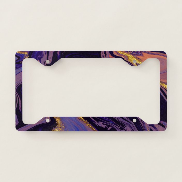 Cool Girly Green Marble Gold Touch License Plate Frame | Zazzle.com