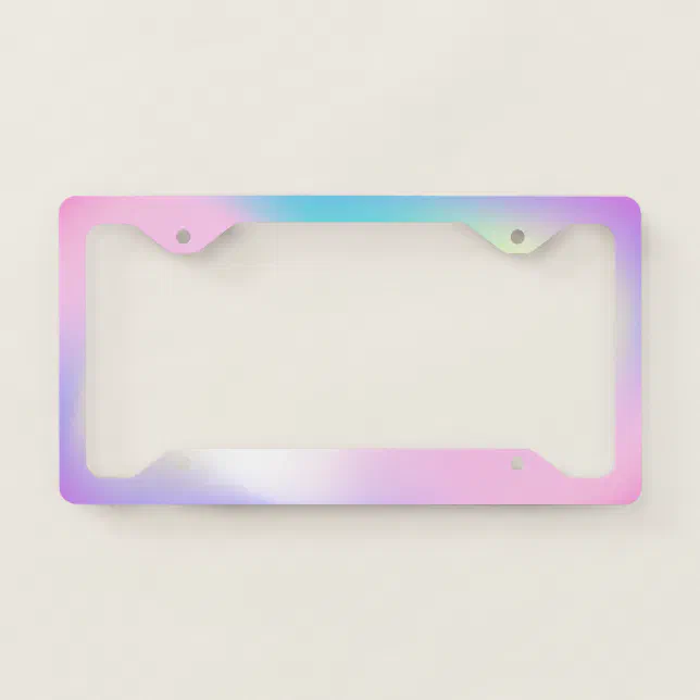 Cool Girly Holographic Iridescent Ombre License Plate Frame | Zazzle