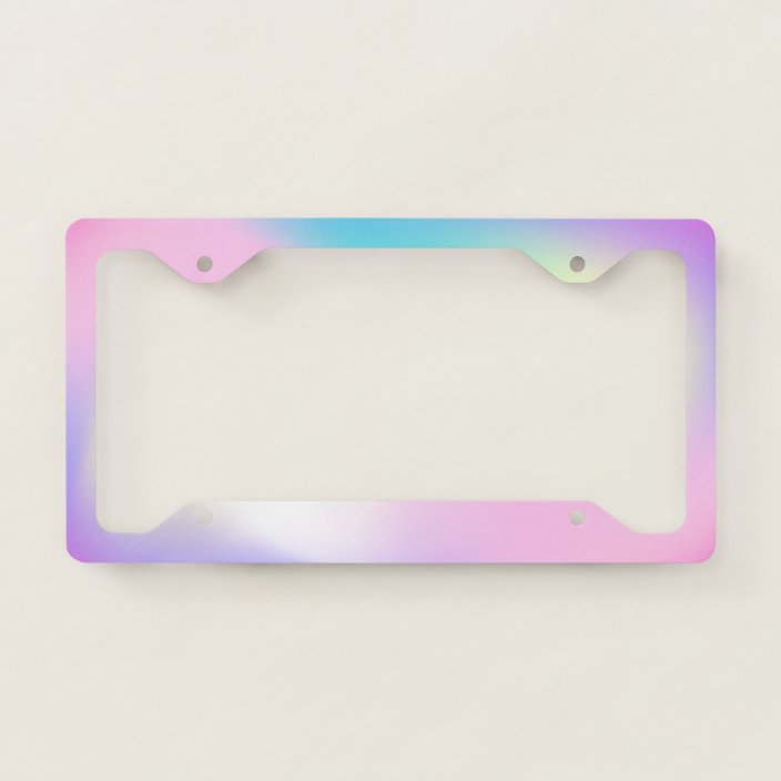 Cool Girly Holographic Iridescent Ombre License Plate Frame | Zazzle.com