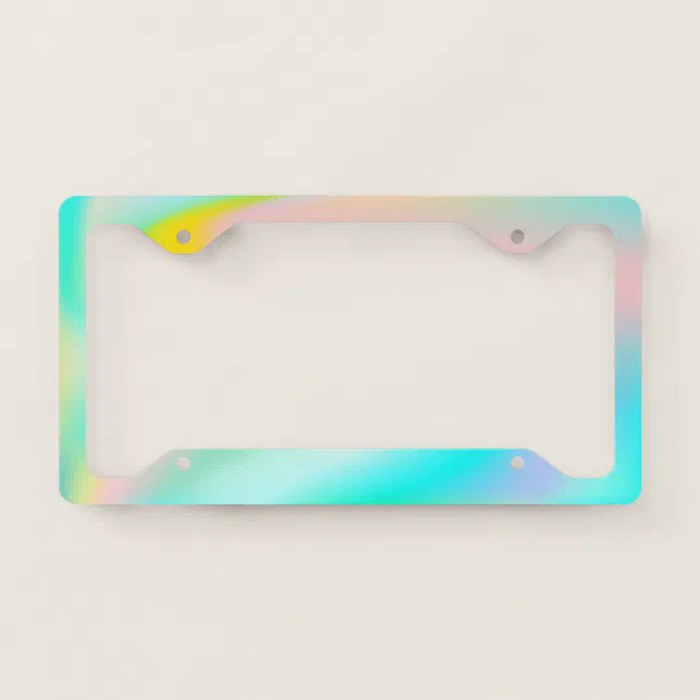 Cool Girly Holographic Ombre License Plate Frame | Zazzle