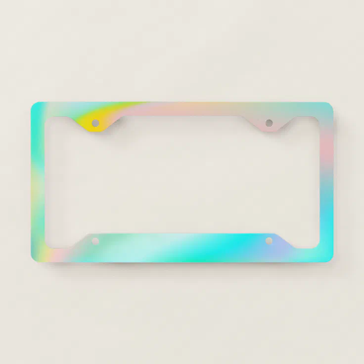 Cool Girly Holographic Ombre License Plate Frame | Zazzle