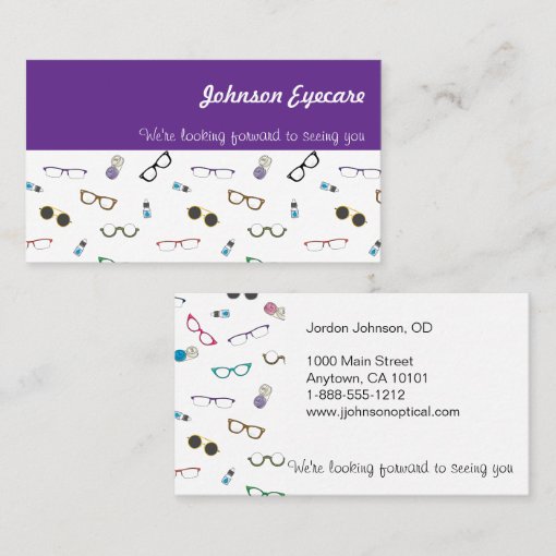 Cool Glasses and Contacts Eye Care Business Card | Zazzle