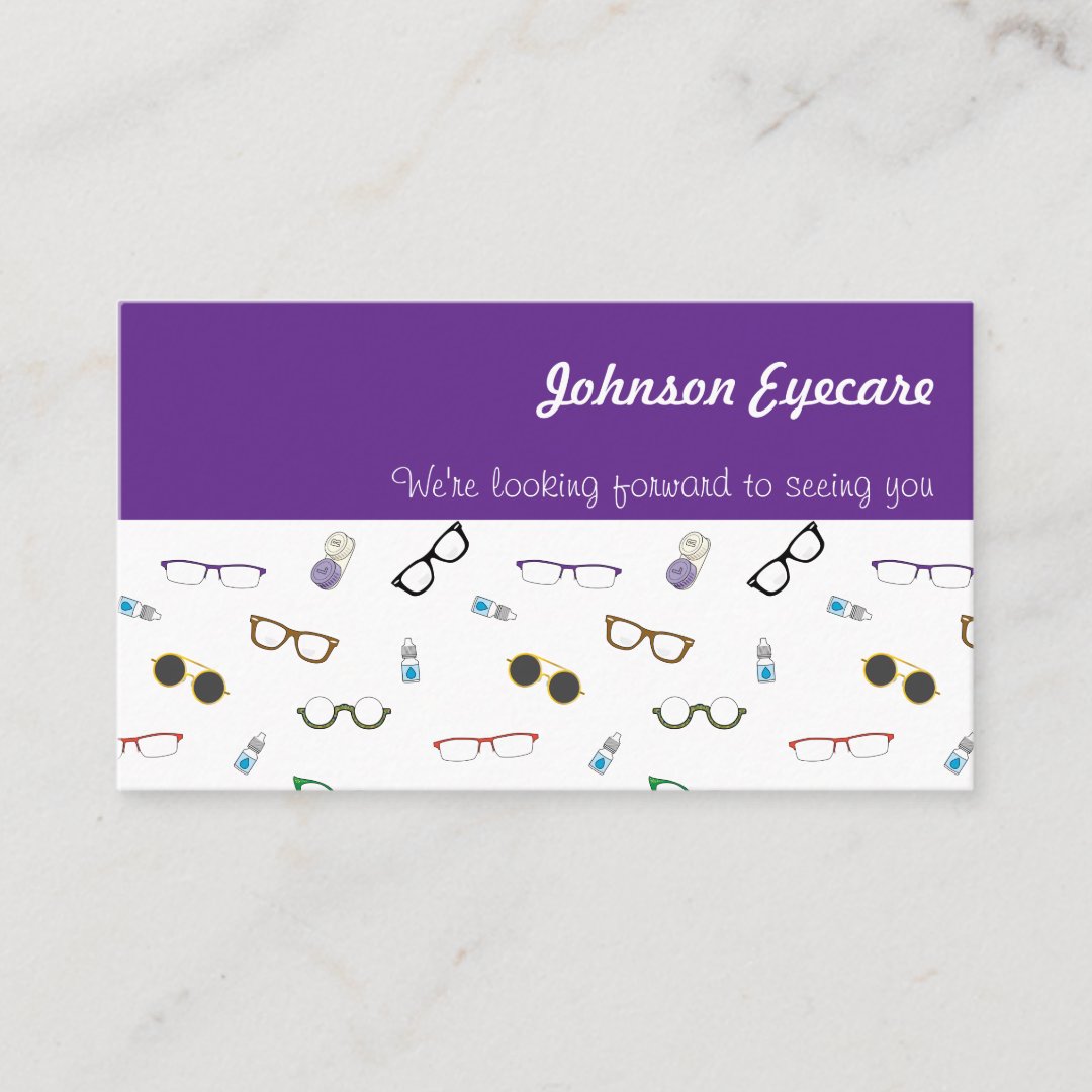 Cool Glasses and Contacts Eye Care Business Card | Zazzle