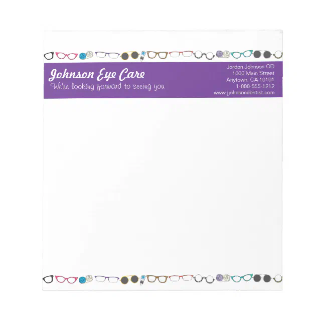 Cool Glasses and Contacts Eye Care Notepad | Zazzle