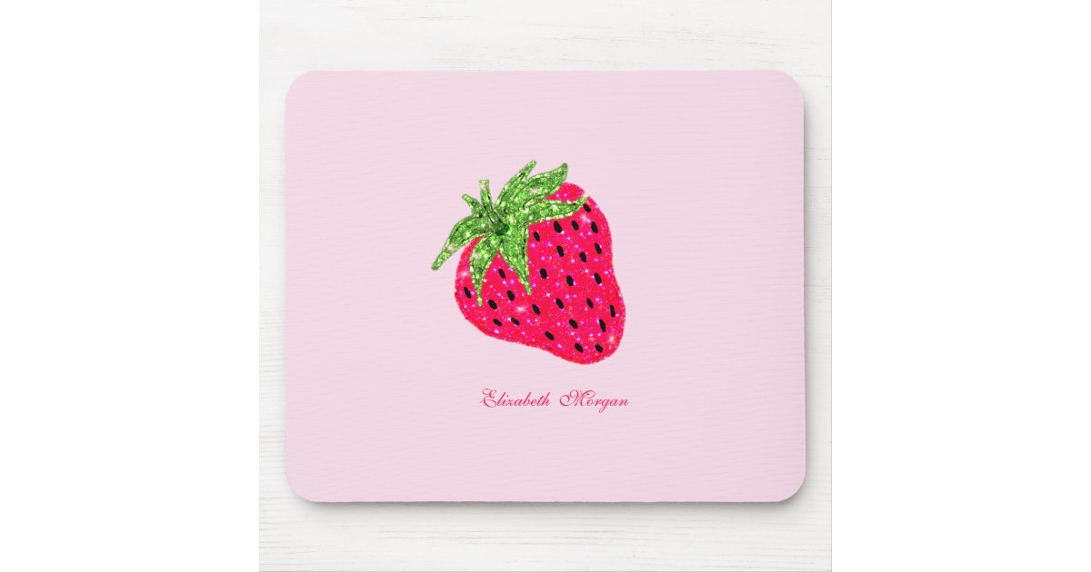 Cool Glitter Strawberry Pink Mouse Pad | Zazzle