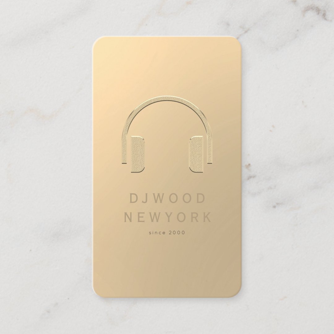Cool Gold Foil Faux Headphone DJ Business Card | Zazzle