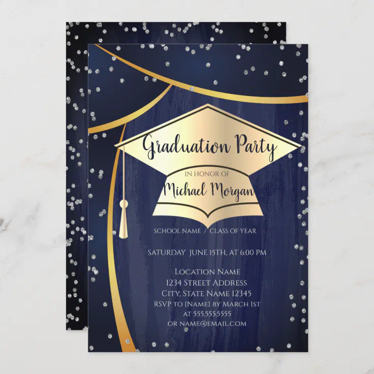 Cool Gold Graduation Cap,Diamonds Graduation Invitation | Zazzle
