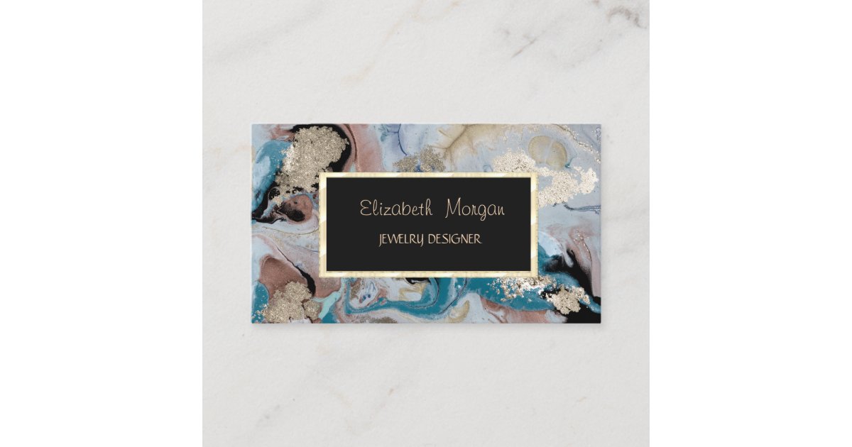 Cool Gold Marble Texture Jewelry Designer Business Card | Zazzle