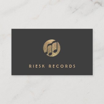 Cool Gold Music Note Logo Musician Business Card | Zazzle