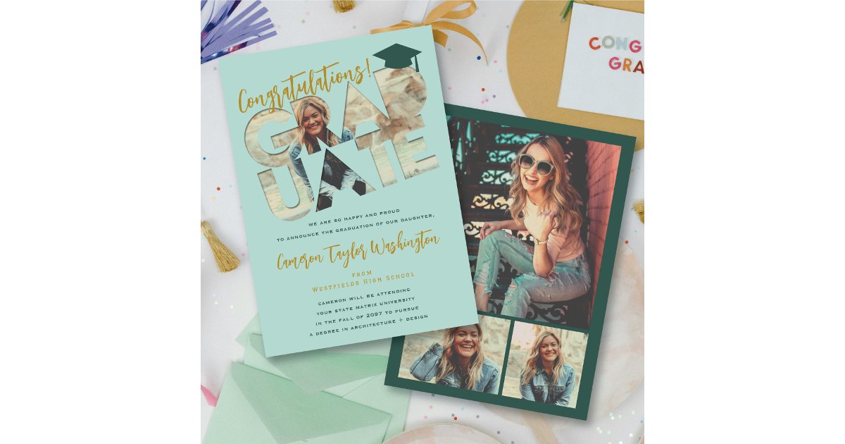 Cool Graduate Cutout Photo Modern Graduation Card | Zazzle