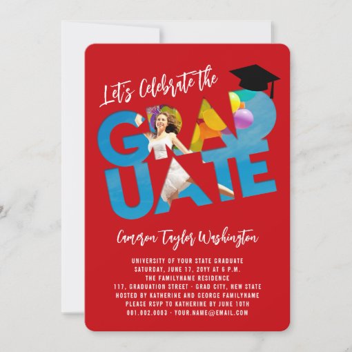 Cool Graduate Cutout Photo Modern Graduation Party Invitation | Zazzle