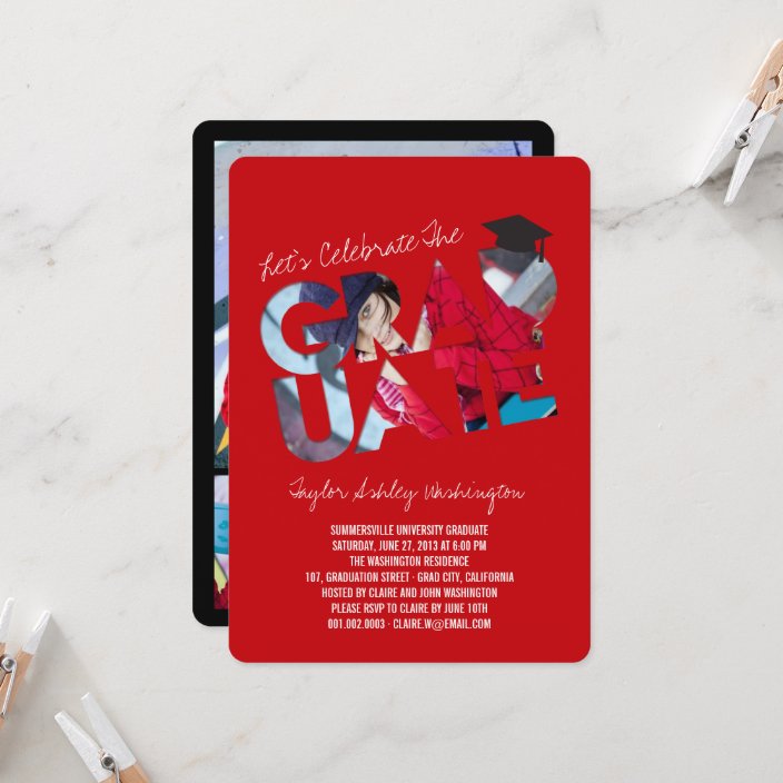Cool Graduate Cutout Photo Modern Graduation Party Invitation | Zazzle.com