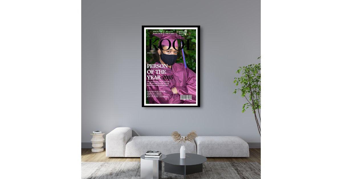 Cool Graduation Fake Magazine Cover Photo Black Poster | Zazzle