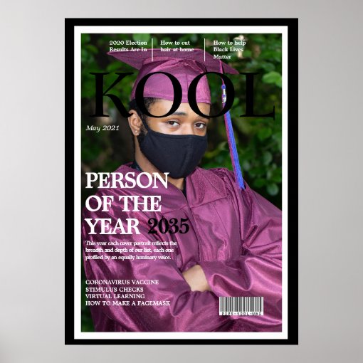 Cool Graduation Fake Magazine Cover Photo Black Poster | Zazzle