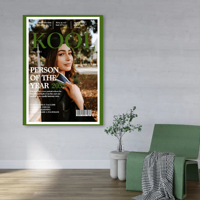 Cool Graduation Fake Magazine Cover Photo Green Poster | Zazzle
