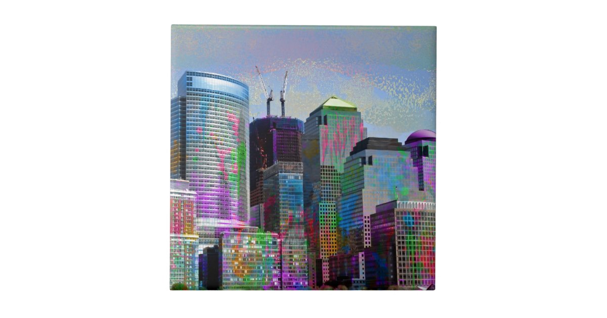 Cool graffiti splatters watercolours New York city Tile | Zazzle