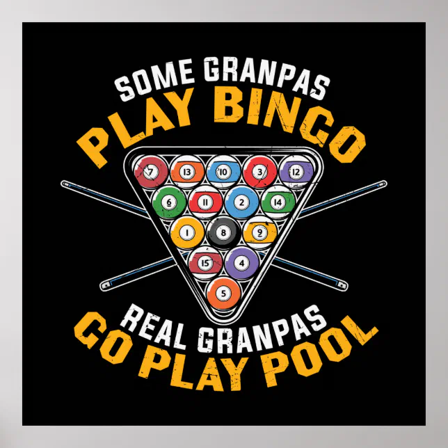 cool Grandpas Billiards word art Poster | Zazzle