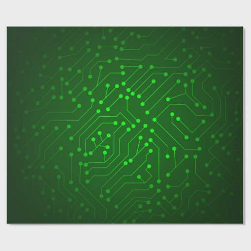 Cool Green Circuit Board Design Wrapping Paper | Zazzle