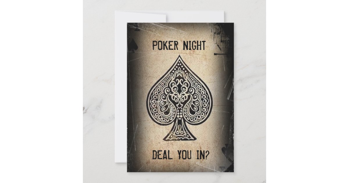 Cool Grunge Retro Poker Ace Of Spades Party Invite | Zazzle