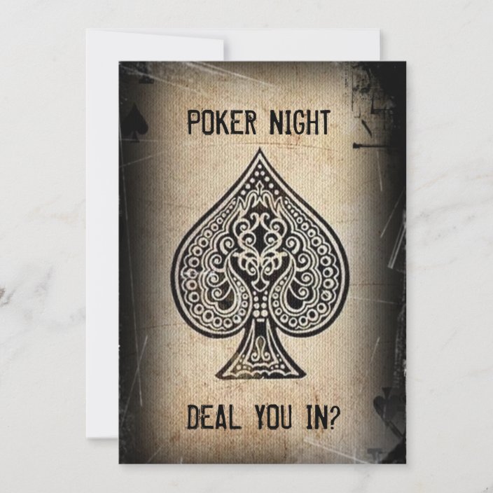 Cool Grunge Retro Poker Ace Of Spades Party Invite | Zazzle.com