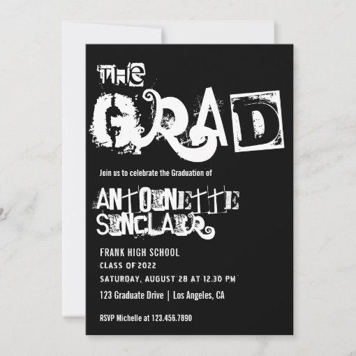 Cool Grunge Typography Graduation Party Invitation | Zazzle