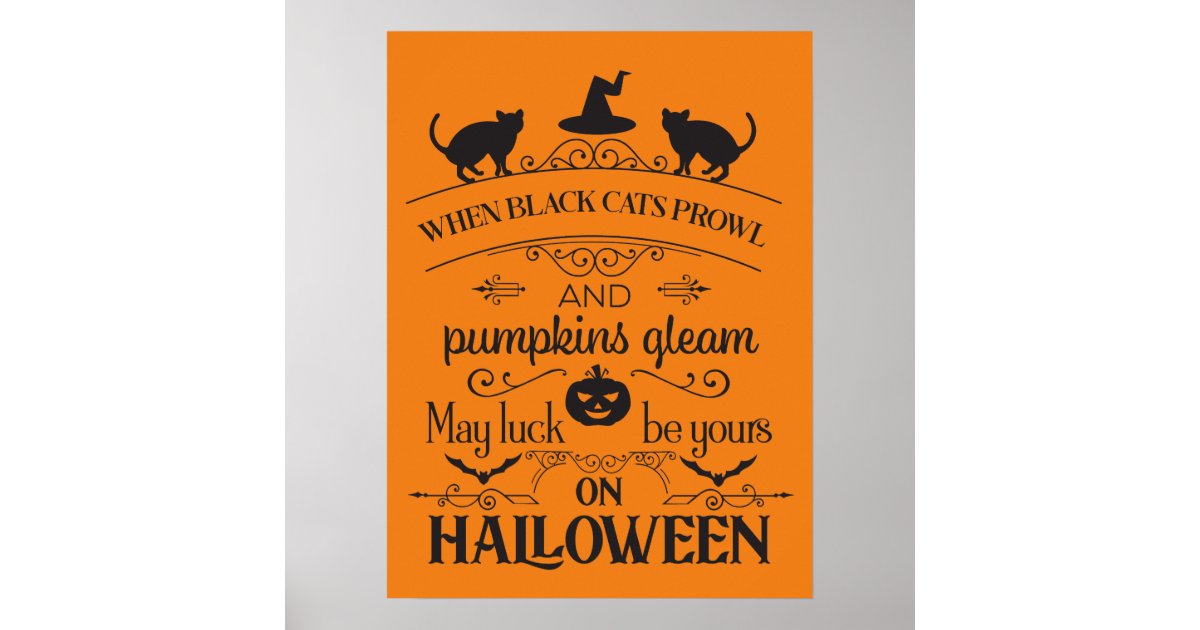 cool Halloween black cats poem party Poster | Zazzle