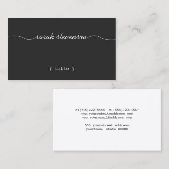 Cool, Handwritten Script, Simple Black Writer Business Card | Zazzle
