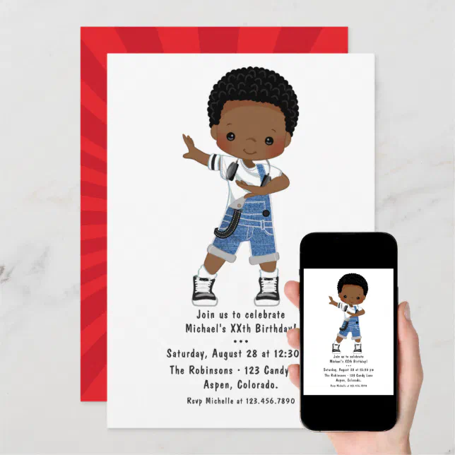 Cool Hip Hop Rap Boy Break Dancer Birthday Party Invitation | Zazzle