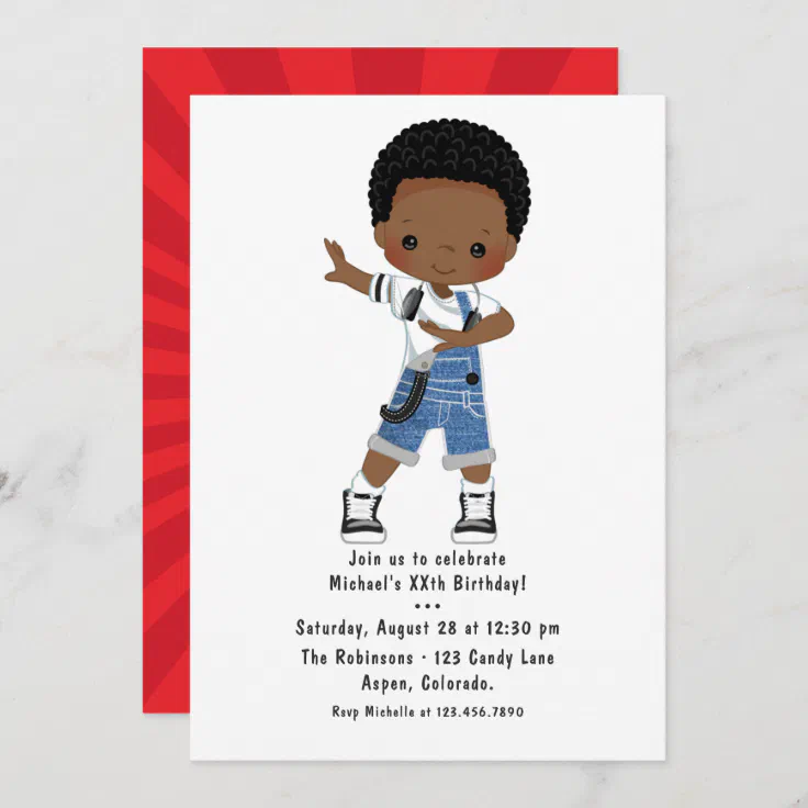 Cool Hip Hop Rap Boy Break Dancer Birthday Party Invitation | Zazzle