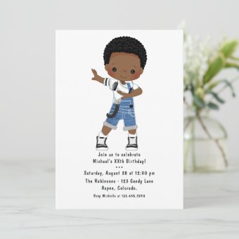 Cool Hip Hop Rap Boy Break Dancer Birthday Party Invitation | Zazzle