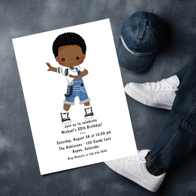 Cool Hip Hop Rap Boy Break Dancer Birthday Party Invitation | Zazzle