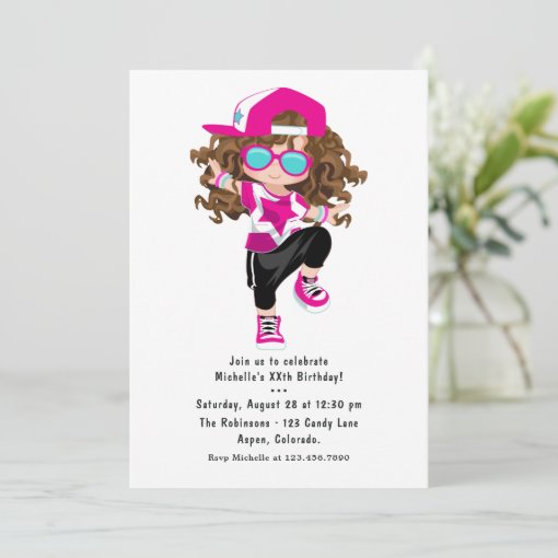 Cool Hip Hop Rap Girl Birthday Party Invitation | Zazzle