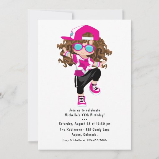 Cool Hip Hop Rap Girl Birthday Party Invitation | Zazzle
