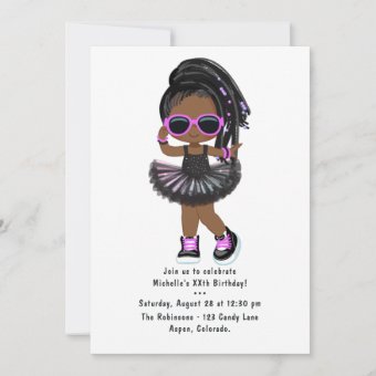 Cool Hip Hop Rap Tutu Girl Birthday Party Invitation | Zazzle