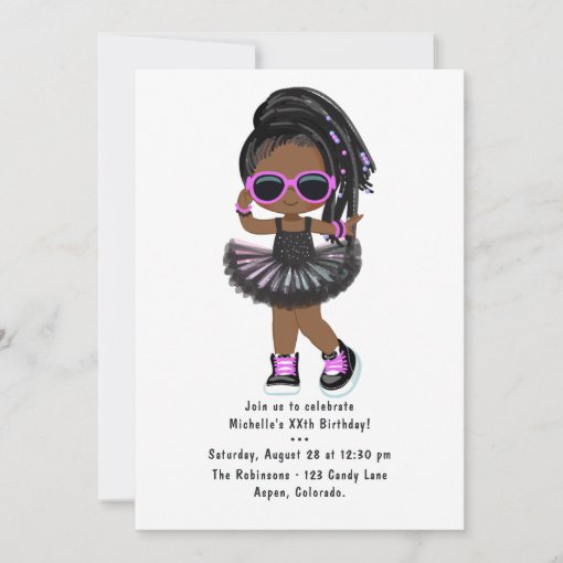 Cool Hip Hop Rap Tutu Girl Birthday Party Invitation | Zazzle