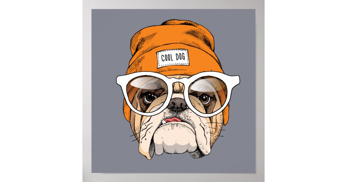 Cool Hipster Bulldog Poster | Zazzle