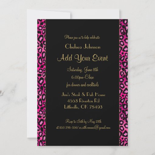 Cool Hot Pink & Black Leopard Party Invitation | Zazzle