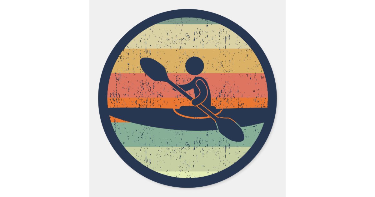 Cool Kayak Sunset Classic Round Sticker | Zazzle