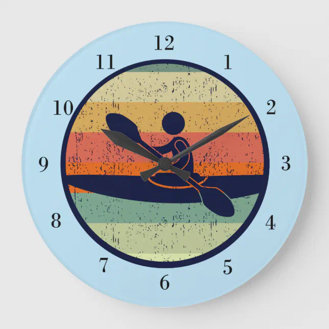 Cool Kayak Sunset Large Clock | Zazzle