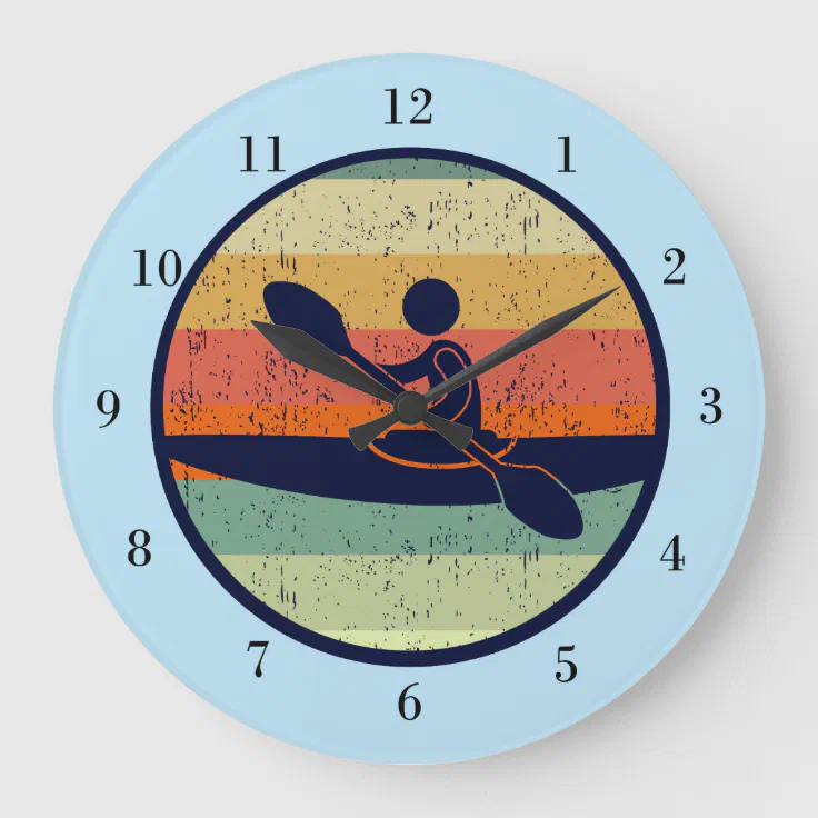 Cool Kayak Sunset Large Clock | Zazzle