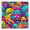 Cool kids monster tiled pattern unisex wallpaper | Zazzle