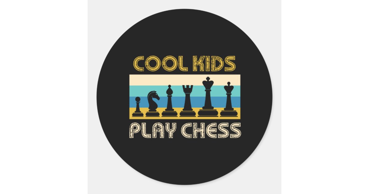 Cool Kids Play Chess Checkmate Board Pieces Gift Classic Round Sticker ...
