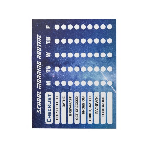 Cool Kids Space Daily Routine Checklist Notepad | Zazzle