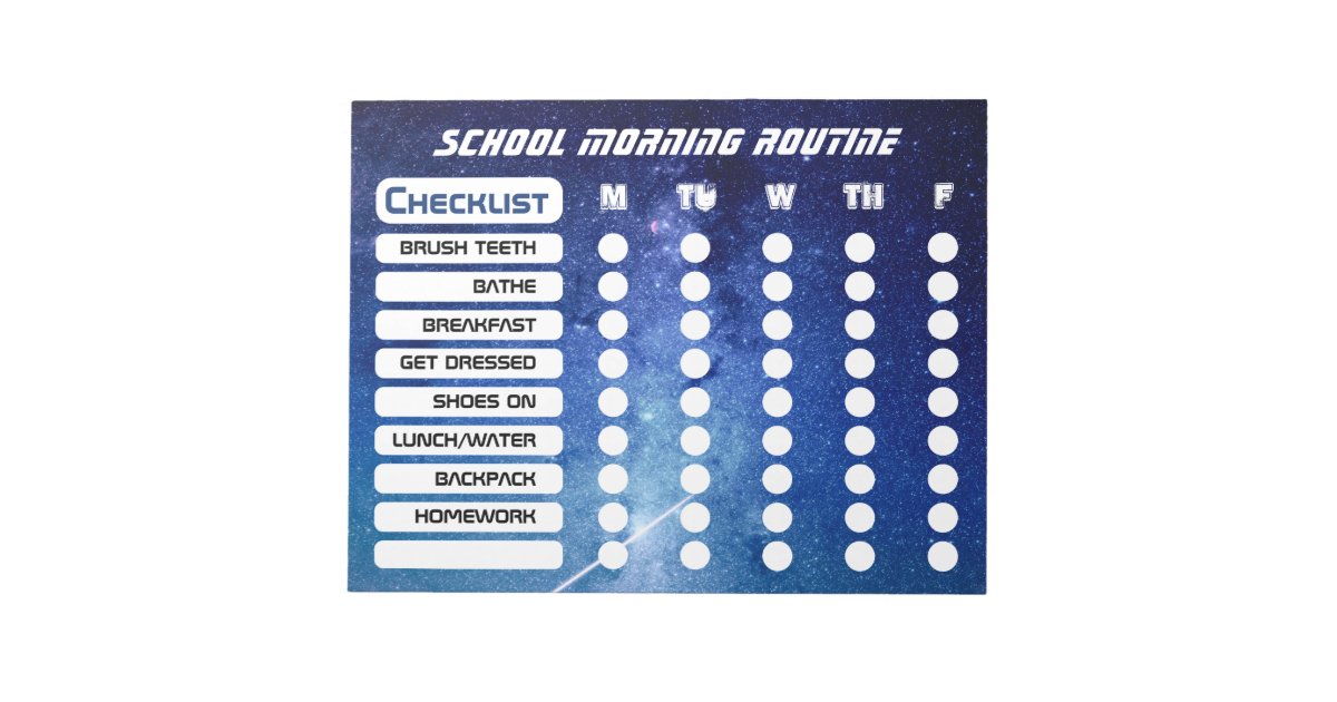 Cool Kids Space Daily Routine Checklist Notepad | Zazzle